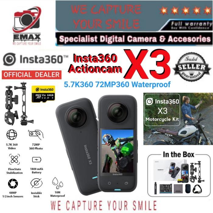 INSTA360 X3 Action Camera Waterproof Insta 360 ONE X3 5.7K Video X 3 ...
