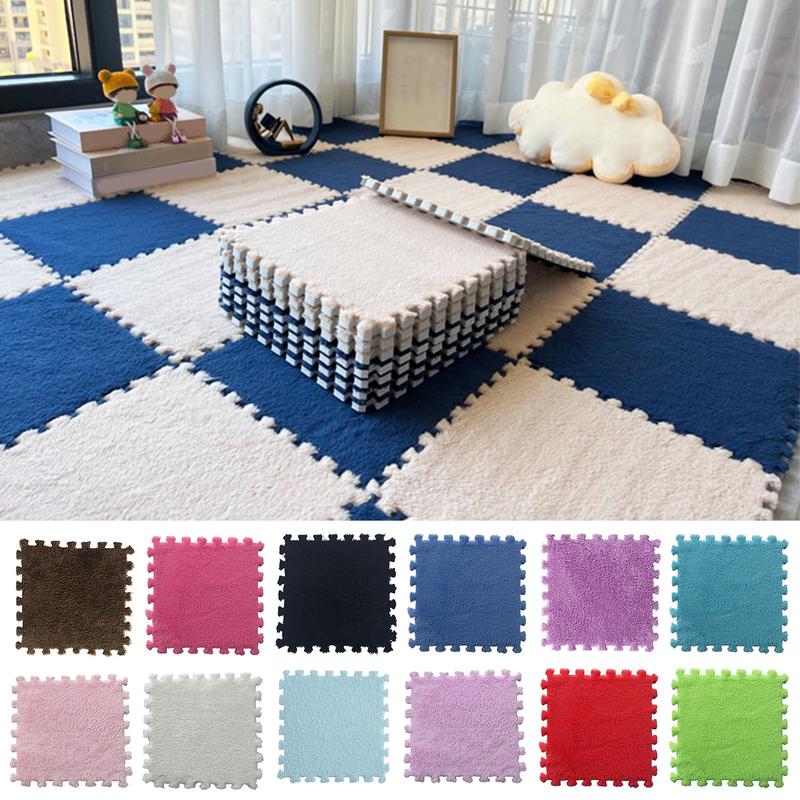 Plush Puzzle Carpet Interlocking Floor Mat DIY Non-Slip Carpet - TikTok ...