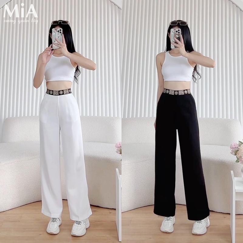 Quần tây nữ ống suông lưng cao cạp chun co giãn MiA, dáng ốn - TikTok ...
