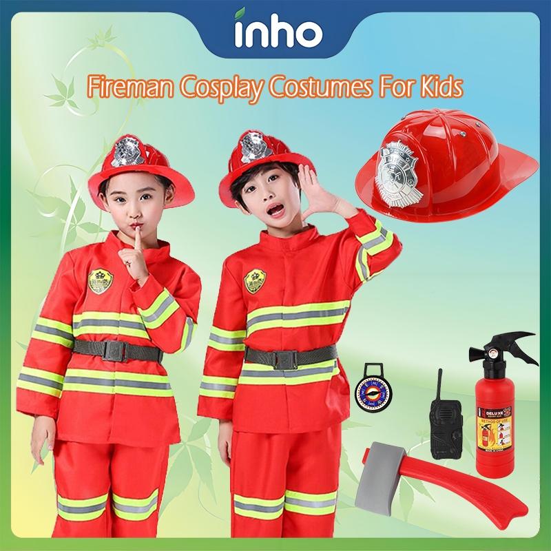 Fireman Cosplay Costumes for Kids Firefighter Uniform Learning - TikTok ...