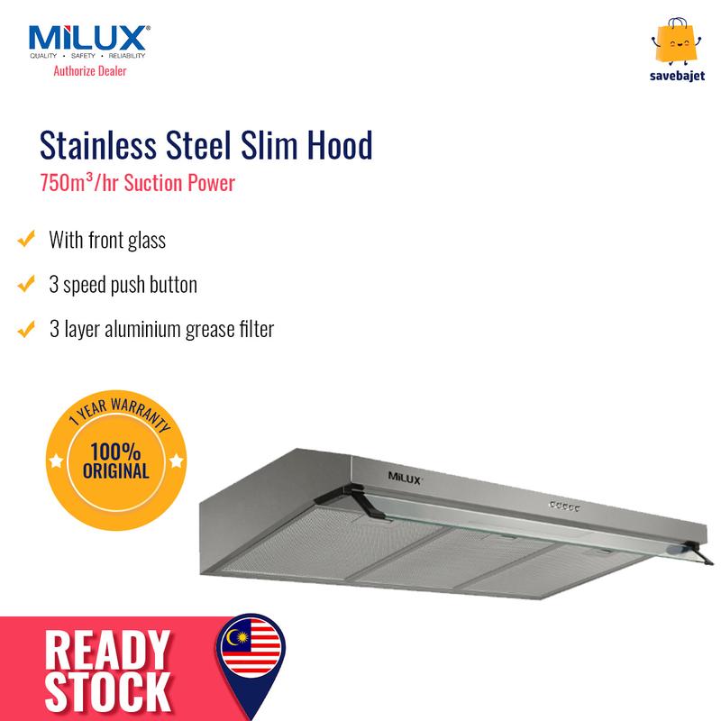 Milux Stainless Steel Slim Hood MHS-S430 Penyedut Asap Dapur - TikTok ...