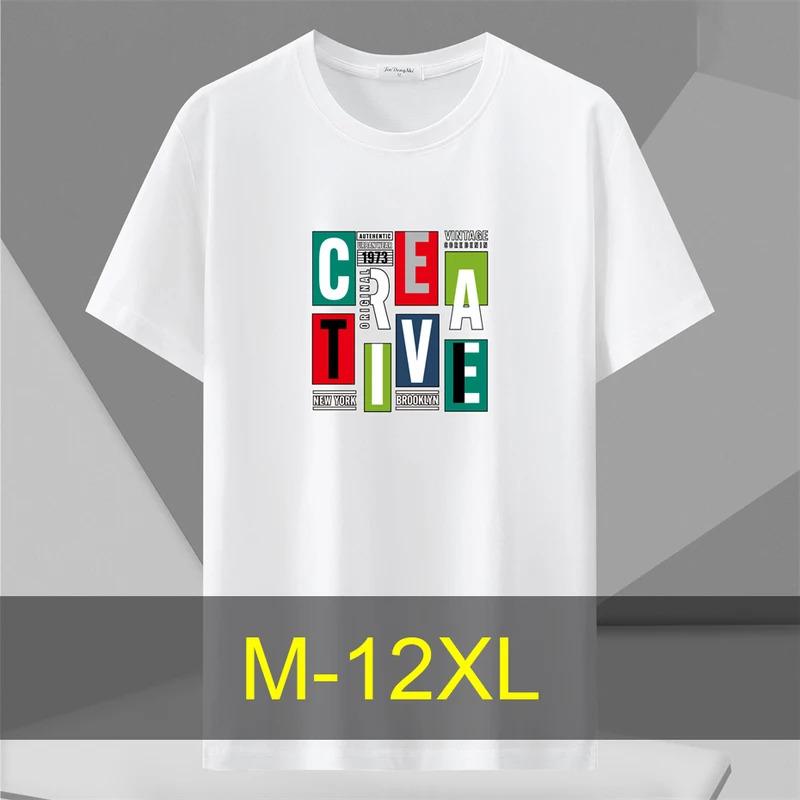 10XL 12XL Plus Size T-shirt Men Summer Cotton T Shirt Print Short ...