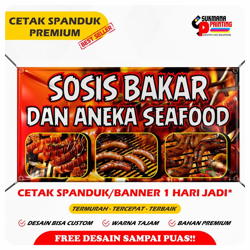 Spanduk Banner Jual Sosis Bakar dan Aneka Seafood Bahan Premium - Shop ...