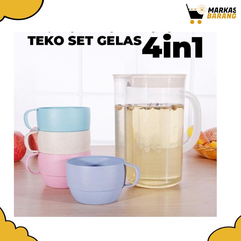 Teko Set 5 in 1 Bahan Jerami Gandum - Shop | Tokopedia