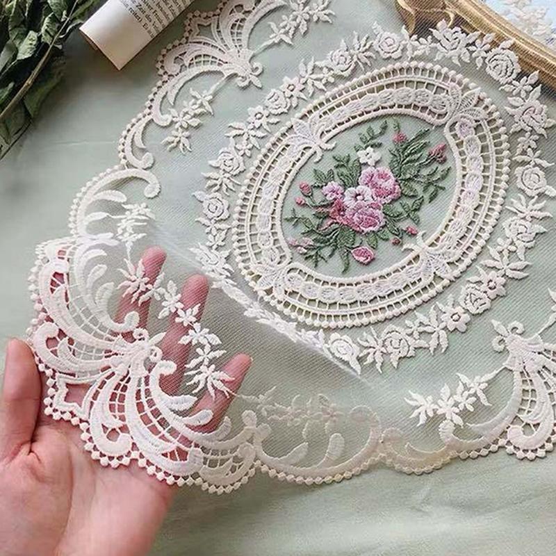 Sarung Meja Makan, Kain Meja Bersulam, Rekaan Renda Bulat Elegan ...