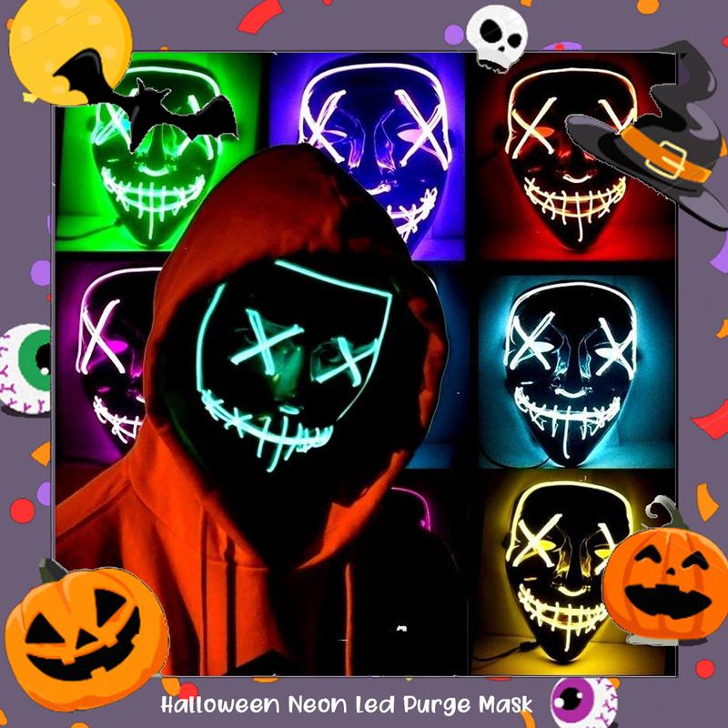 Glowing Masker Halloween Neon Led Purge Mask Masquerade Part - TikTok ...