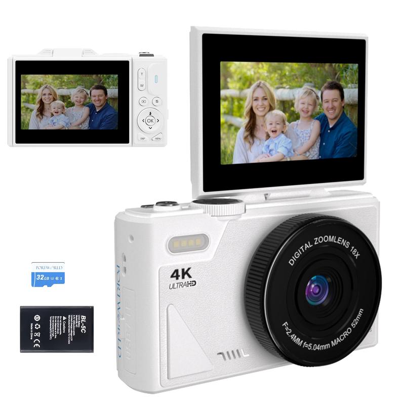 4K 64MP Digital Camera, Vlogging Camera with 3.0'' 180° Flip Screen ...