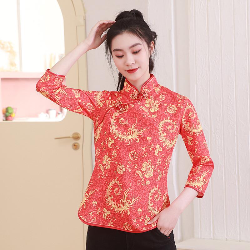 Blaus Cheongsam, Warna Merah, Untuk Wanita, Atasan Tradisional - TikTok ...