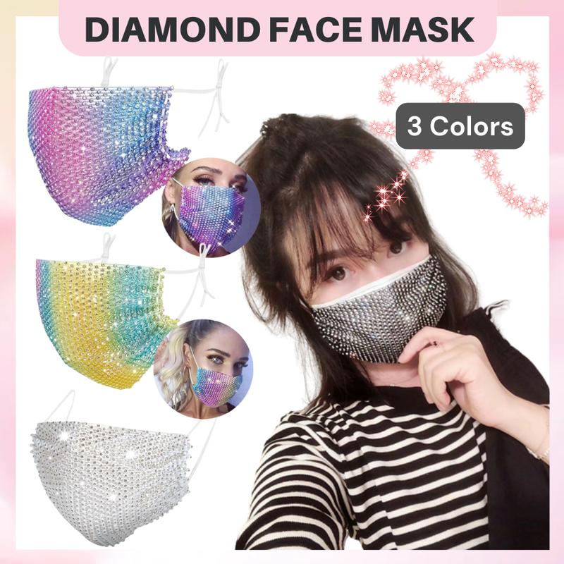 Women Diamond Face Mask Bling Bling Crystal Rhinestone Decorative ...