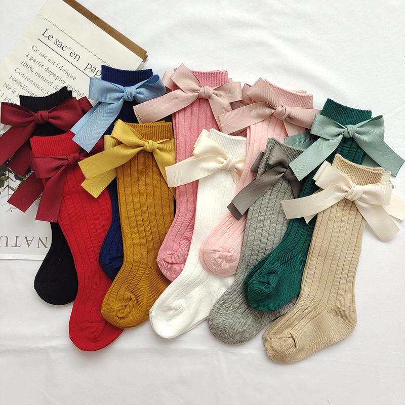 New Toddlers Girls Cotton Sock Big Bows Baby Socken Long Sof - TikTok ...