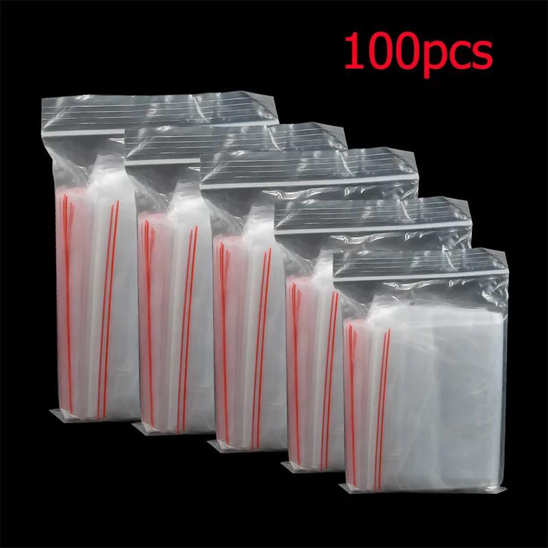 100 pcs/pack Small Zip Lock Plastic Bags Reclosable Transparent ...