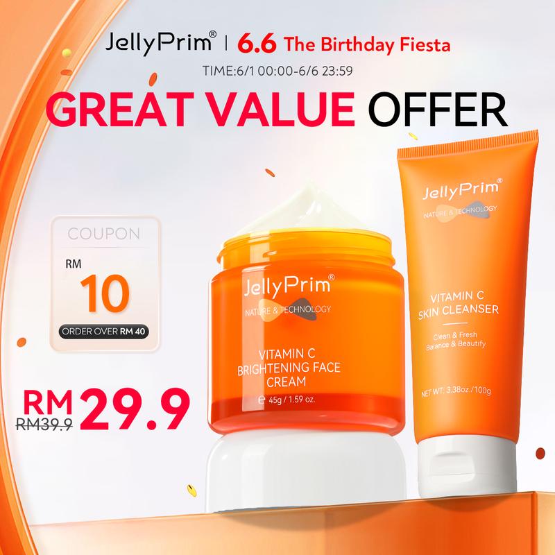 JellyPrim Dual Vitamin C Skincare Set 2 Pcs Cleanser For Fac - TikTok ...