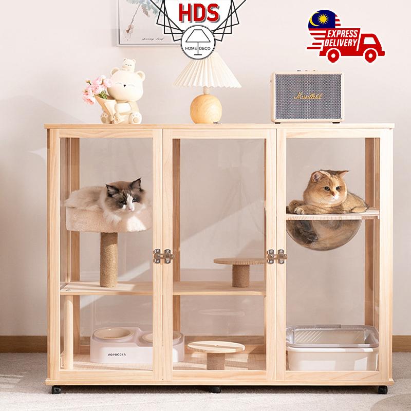 HDS Clear Cat Condo Cage Rumah Kucing Kayu 3 Tingkat | Pet House ...