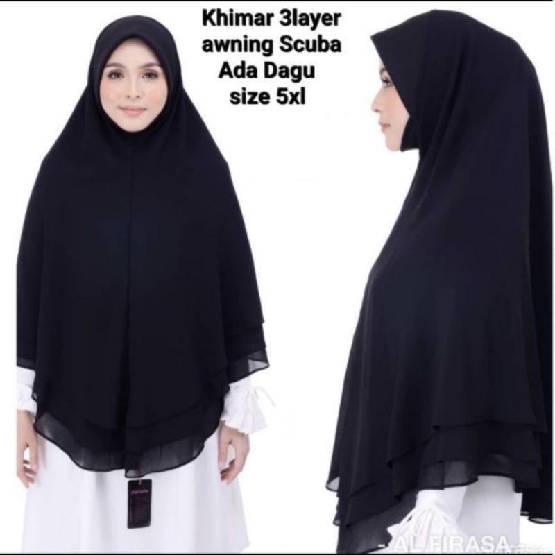 Bidang 60 / 5XL Khimar Berdagu Labuh Chiffon Awning Scuba 2 Layer ...