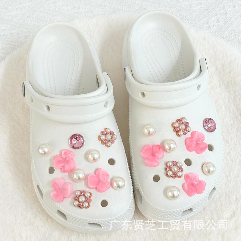 20Pcs Shoes Jibbitz Charms Diamond Studded Pearl Shoe Buckle - TikTok ...