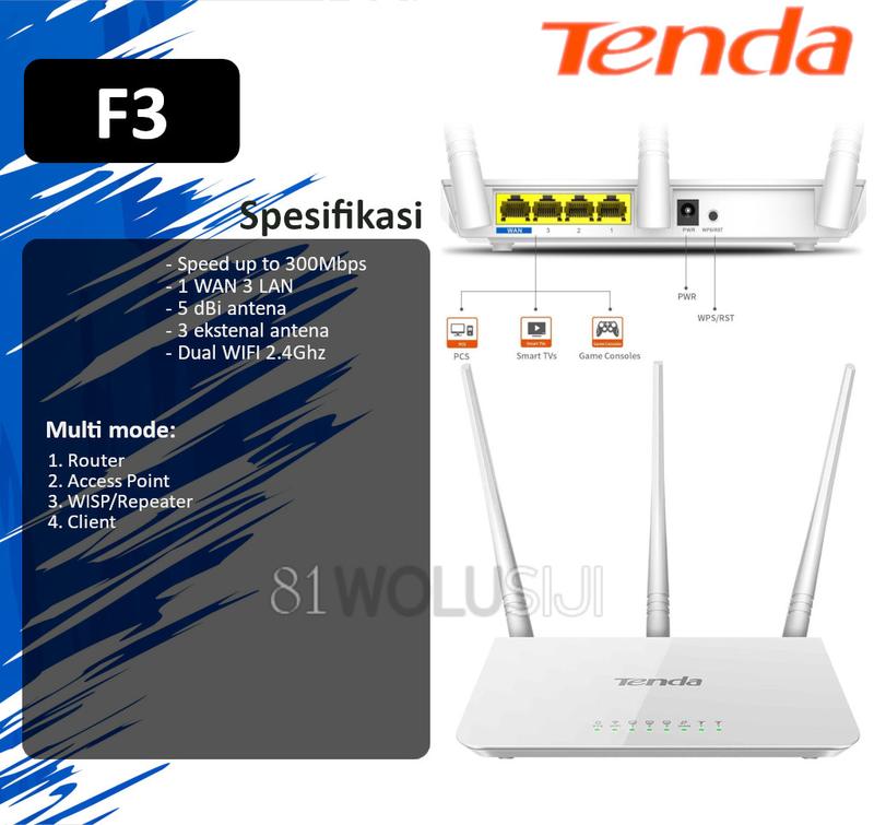 Tenda F3 Wireless/Wifi N Router 300Mbps Access Point Repeate - Shop ...