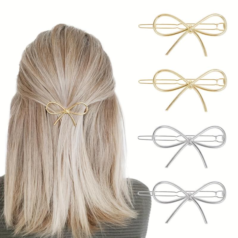 4 Metal Bow Hair Clips for Women Girls Fashion Simple Bow Hair - TikTok ...
