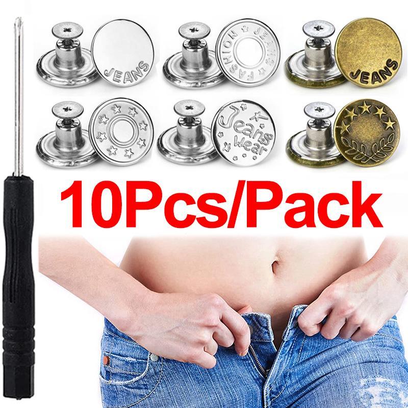 10Pcs Metal Jeans Button Detachable Pants Snap Fastener Pins - TikTok ...