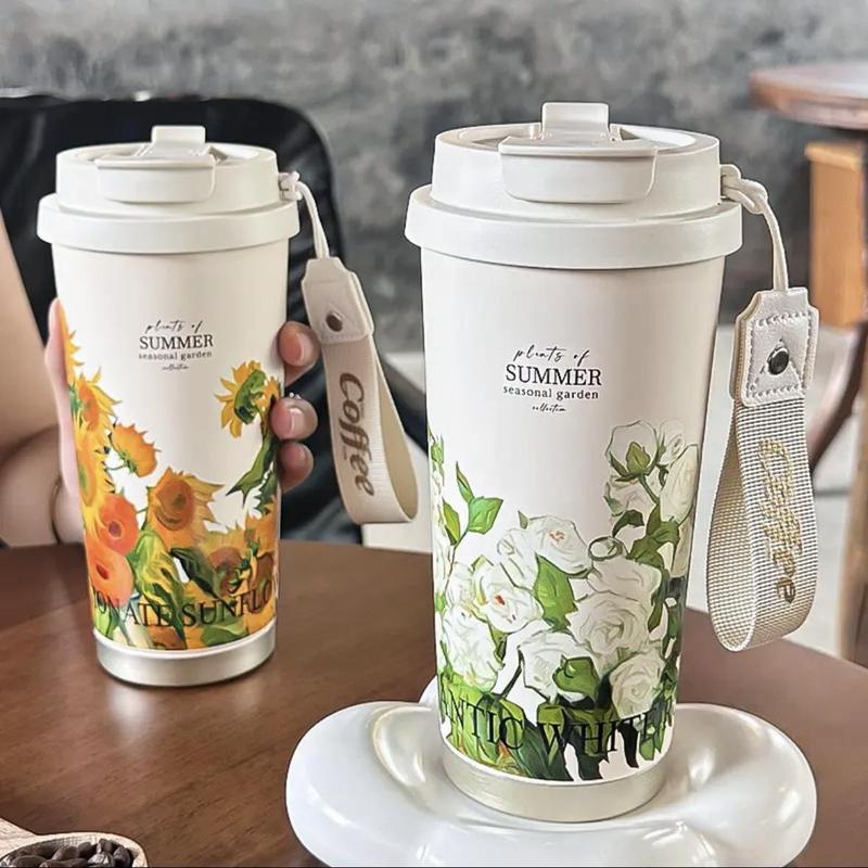 Good-looking Simple Insulation Cup, Creative Oil Painting Straw ...
