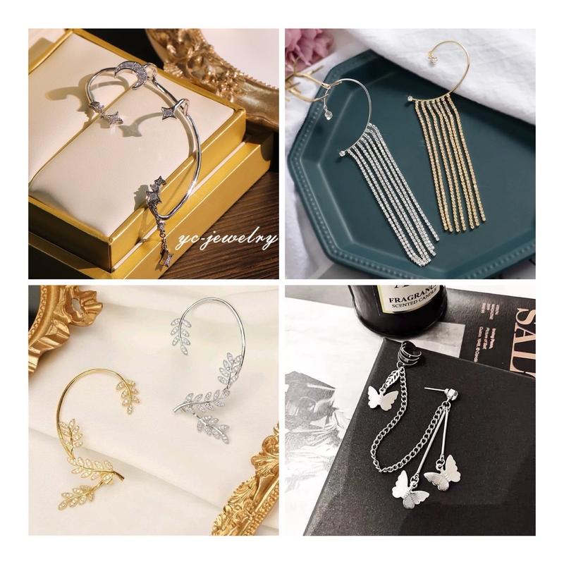 Anting Klip Tempel Stars Moon Clip Earrings Ear - Shop | Tokopedia