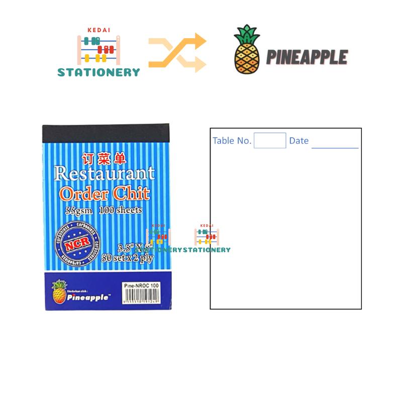 Pineapple Restaurant Order Chit Book 50SET x 2PLY - TikTok Shop Malaysia