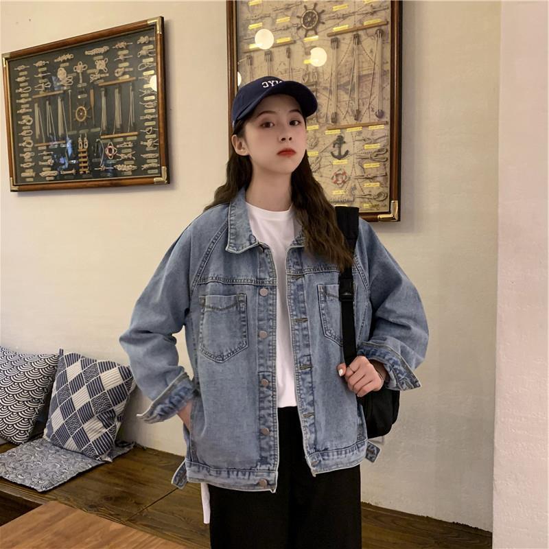 Kot Denim untuk Wanita, Koleksi Musim Bunga dan Musim Luruh, Gaya Korea ...