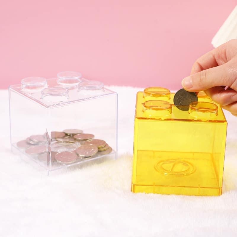 Transparent Alkansya Blocks Shape Coin Box Money Bank Stackable ...