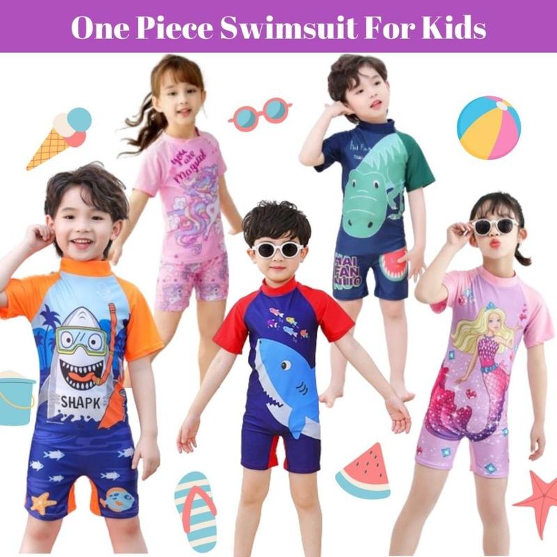 THE FUNLAB One Piece Cartoon Printed Short Sleeve Beach Swimsuit ...