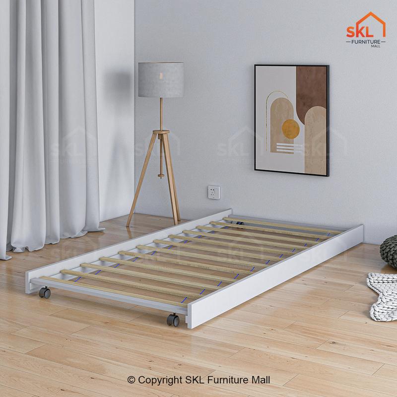 SKL Furniture Solid Rubber Wood Single Pullout Bed / Katil Single ...