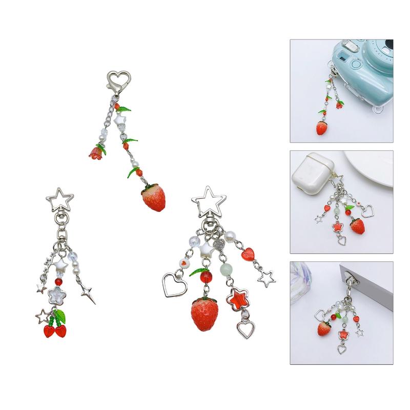 Strawberry Keychain Decoration Charm Backpack Pendant Cherry Keyring ...