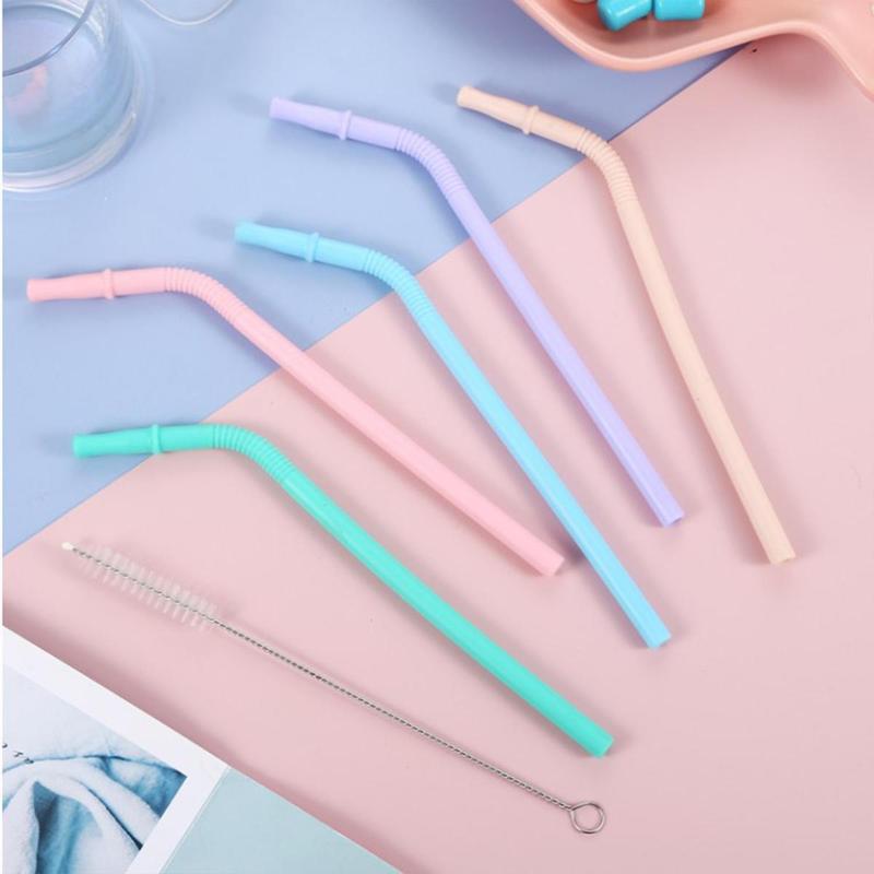 Silicone Colored Straws 5 Reusable Children'S Straws Creativ - TikTok ...
