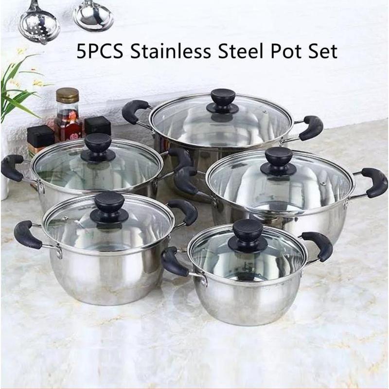 Set 5PCS Periuk Sup Keluli Tahan Karat Periuk Pengukus, Periuk - TikTok ...