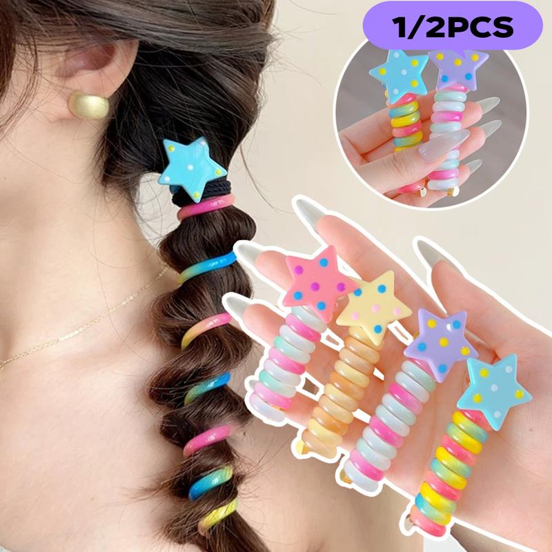 1/2 Pcs Colorful Star Telephone Wire Hair Rope Simple Sweet High ...