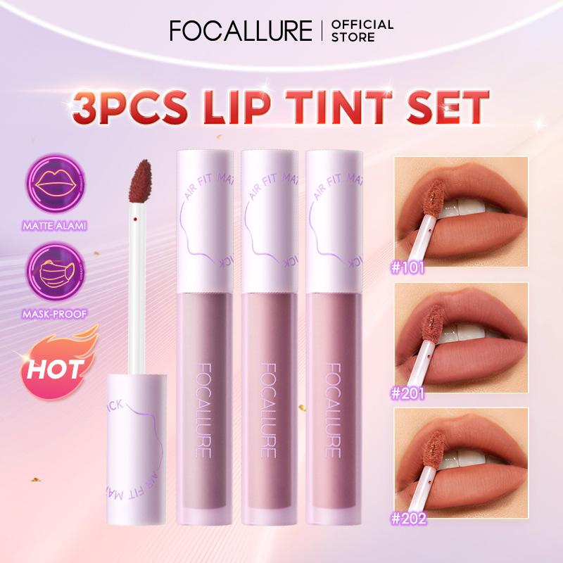 【Brand exclusive】FOCALLURE Lip Tint 3PCS Lip Set - Shop | Tokopedia