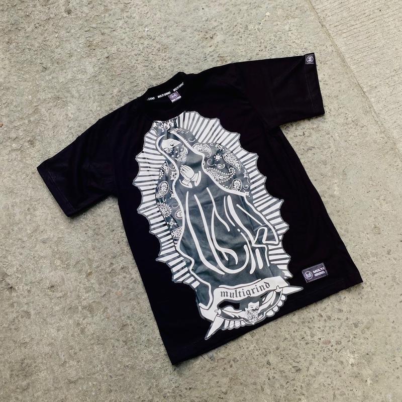 multigrind "GUADALUPE" CHOCO BROWN RED BLUE AND BLACK Crew Neck🔥 ...
