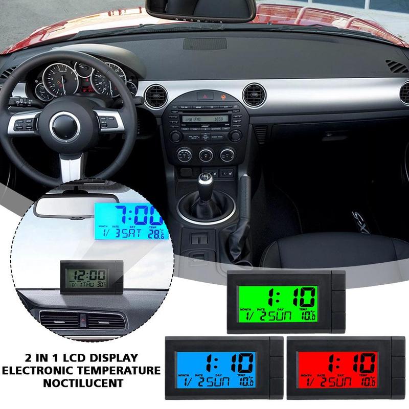 Jam Kereta Paparan Digital LCD, 3 Warna, dengan Sandaran Pelekat ...