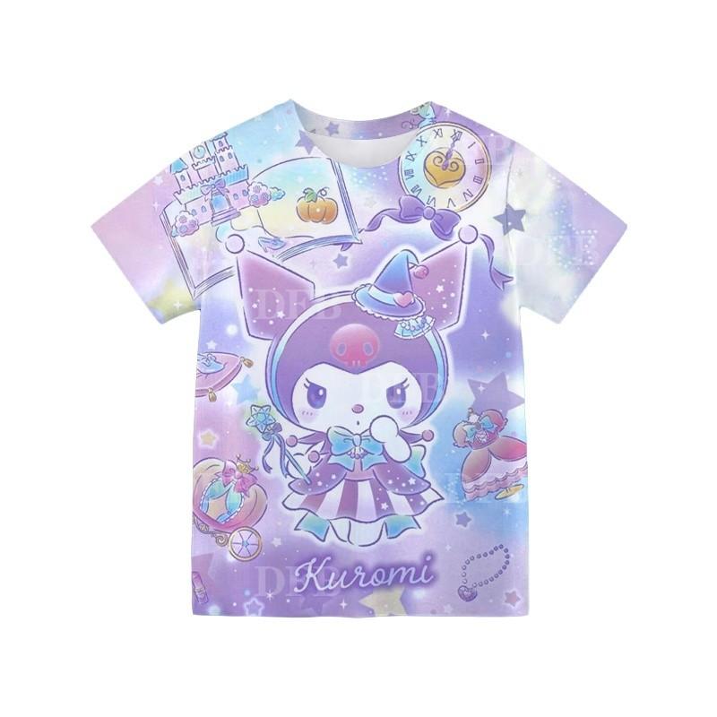 Baju-T Kanak-kanak Perempuan, Corak Anime Kuromi Fesyen, Lengan ...