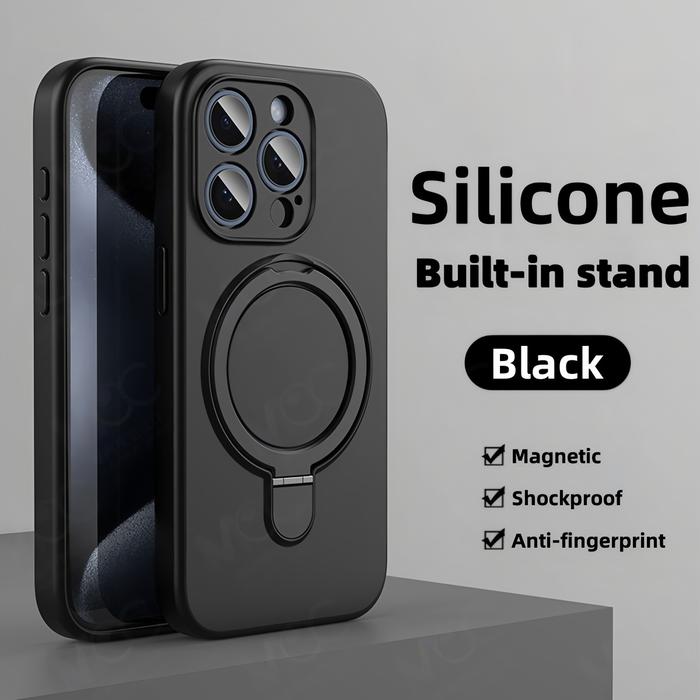 Promo Casing Luxury Liquid Silicone Soft Phone Case With Stand For ...