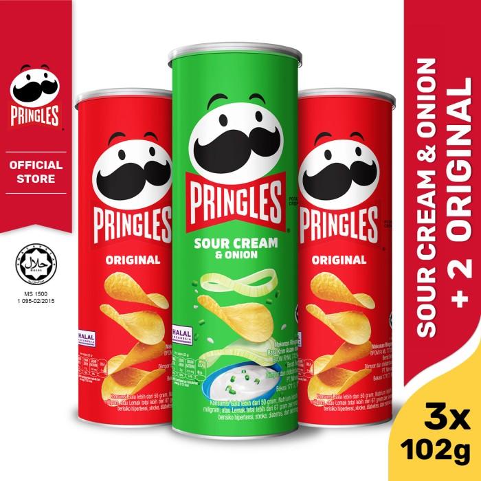 Promo [BUNDLE 3pcs] 2 Pringles Original 102g + 1 Pringles Sour Cream ...