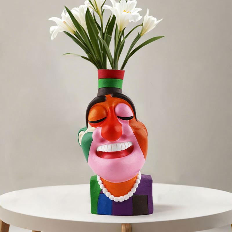Pdinshz Human Face Vase Resin Colorful Face Abstract Art Vas - TikTok ...