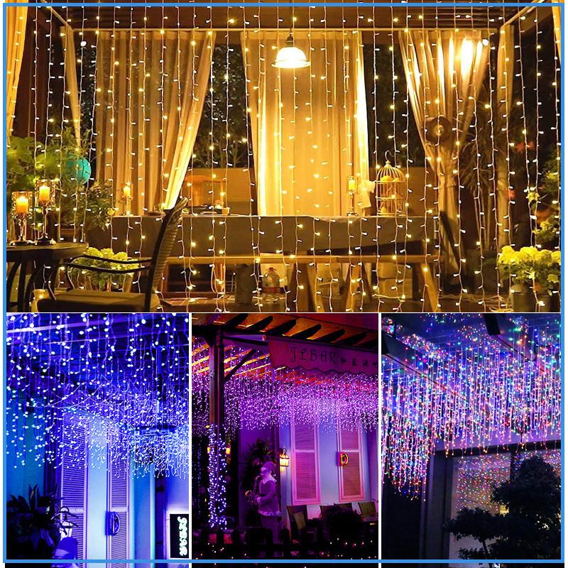 Lampu Langsir Rentetan Peri Air Terjun Ais Cahaya, Versi Pemalam ...