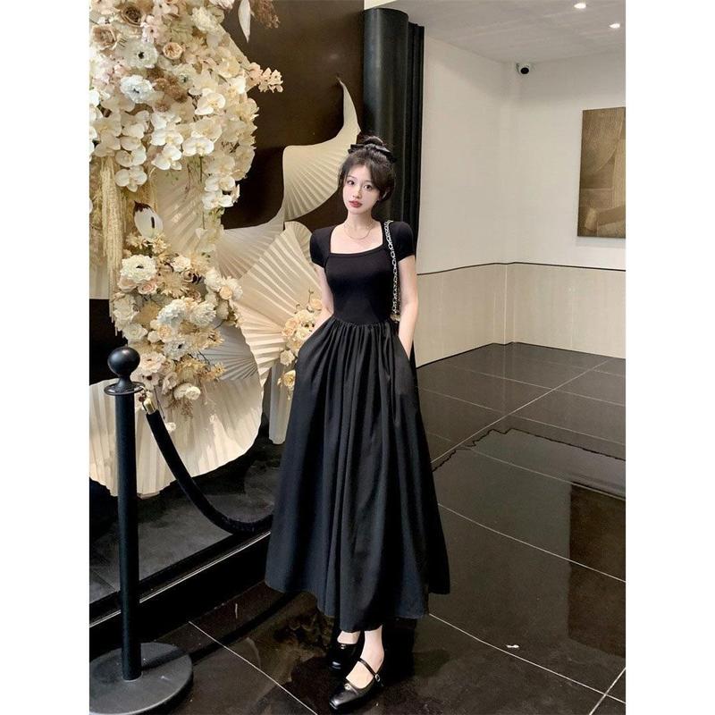 Gaun Musim Panas Gaya Hepburn, Ketibaan Baru, Rekaan Khas Hitam ...