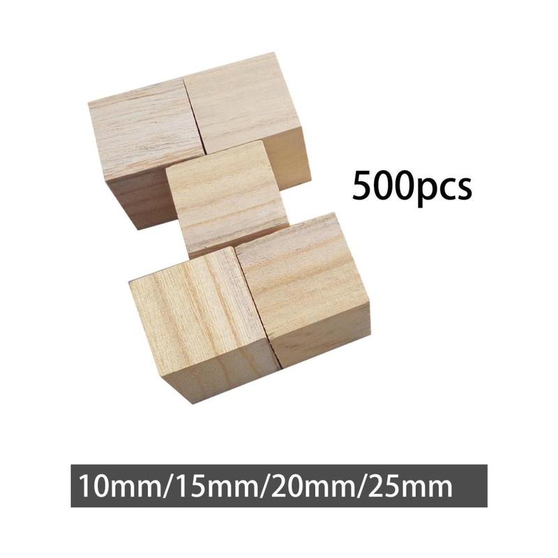 500Pcs Unfinished Wooden Blocks Woodcraft Square Blocks for Game ...