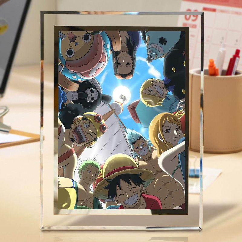 2025 One Piece Glass Photo Frame Luffy Zoro Ace Sanji Photo Frame ...