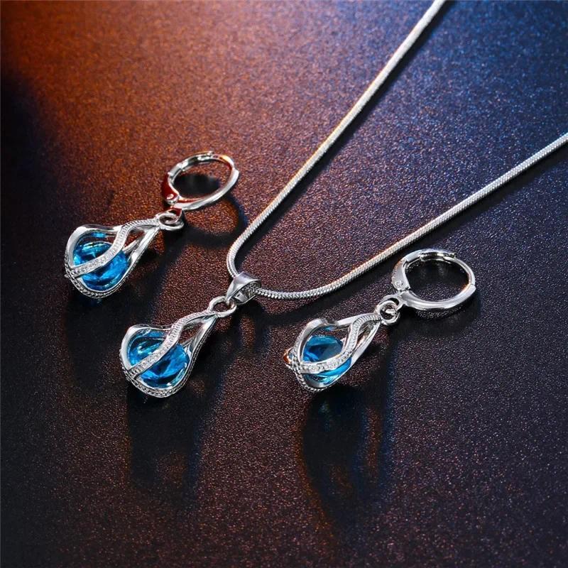 Fashion Silver Imitation Crystal Necklace Earrings Jewelry Set - TikTok ...