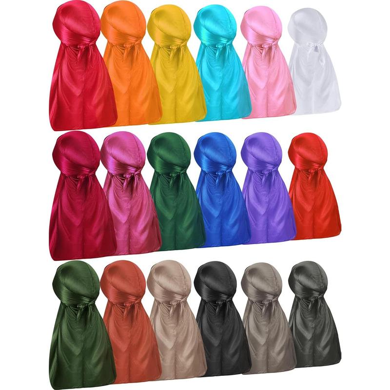 18 count Silky Durags Long Tail Headwrap Durag Wide Strap Satin ...