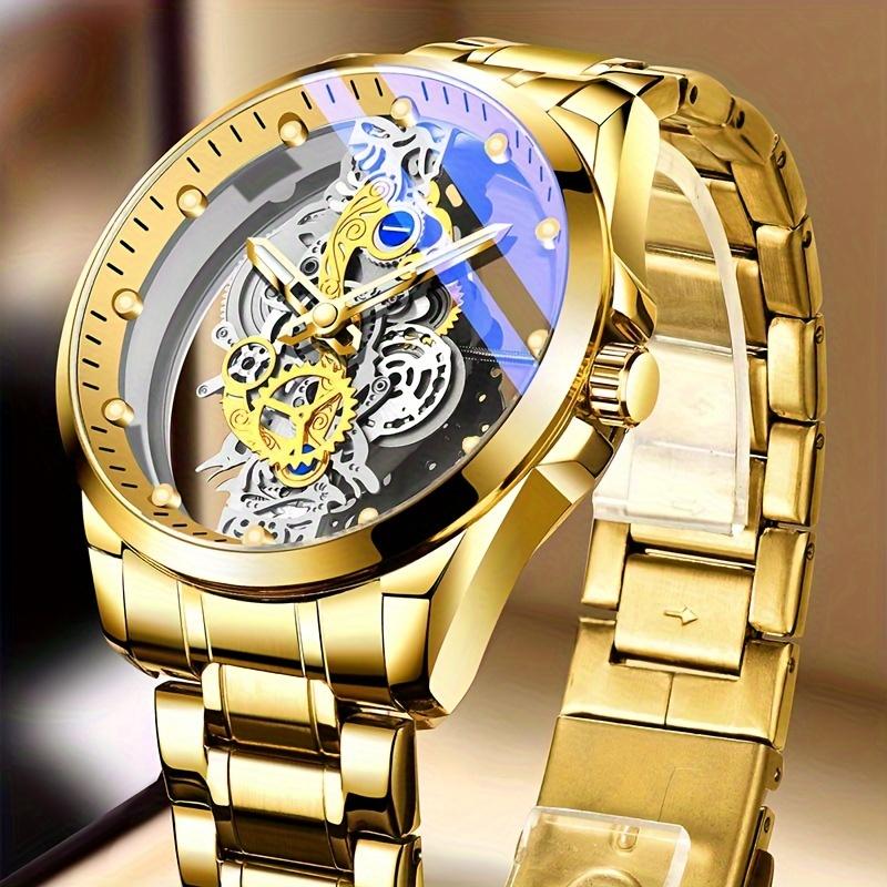 Jam Tangan Pergelangan Tangan Kuarza Automatik Rangka Emas Lelaki ...