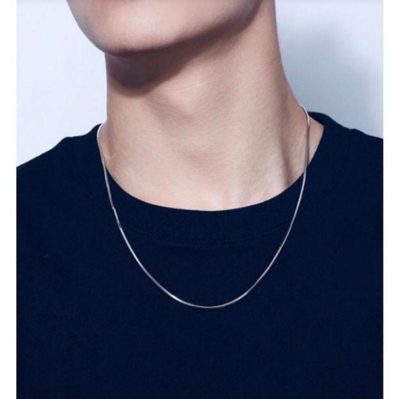Kalung Titanium Model Bulat Warna Silver Pria dan Wanita - Shop | Tokopedia