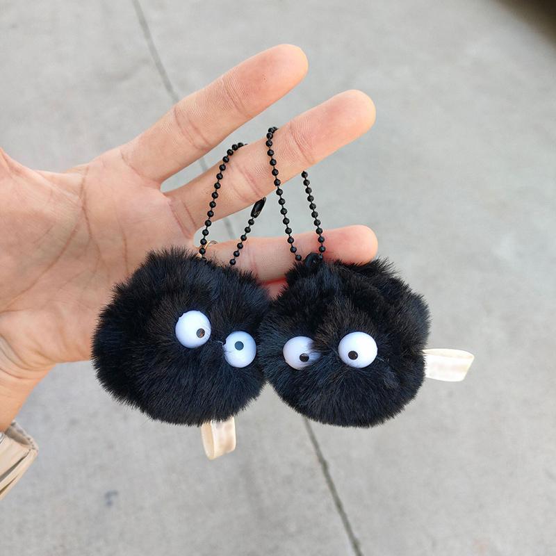 【Fulisa】Small Coal Ball Pendant Plush Ball Key Chain Ins Fashion ...