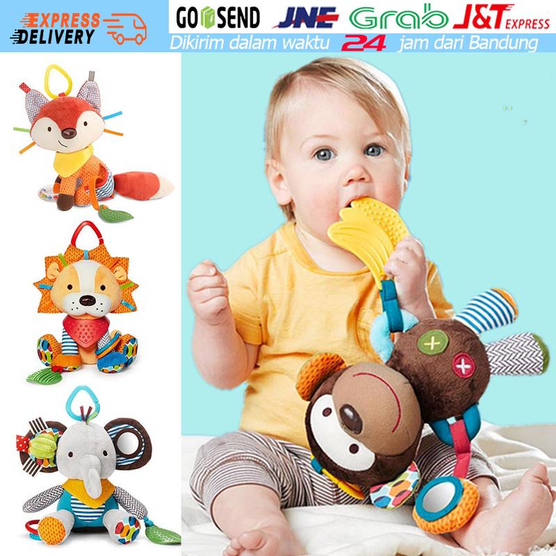 Boneka Teether Rattle Animal Stroller Crib Doll Mainan Bayi Plush Doll ...